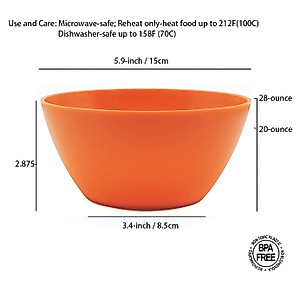 KX-WARE Unbreakable 24-piece Plastic Dinnerware set, Reusable Plates and Bowls, Basic Color