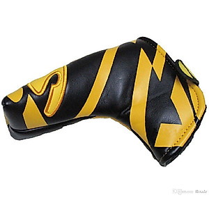 DBYAN Golf Club Blade Putter Cover Headcover with PU Leather Velcro Closure,Yes Printed Patterned for Blades Putters Scotty Cameron Ping Ansor,Black & Yellow