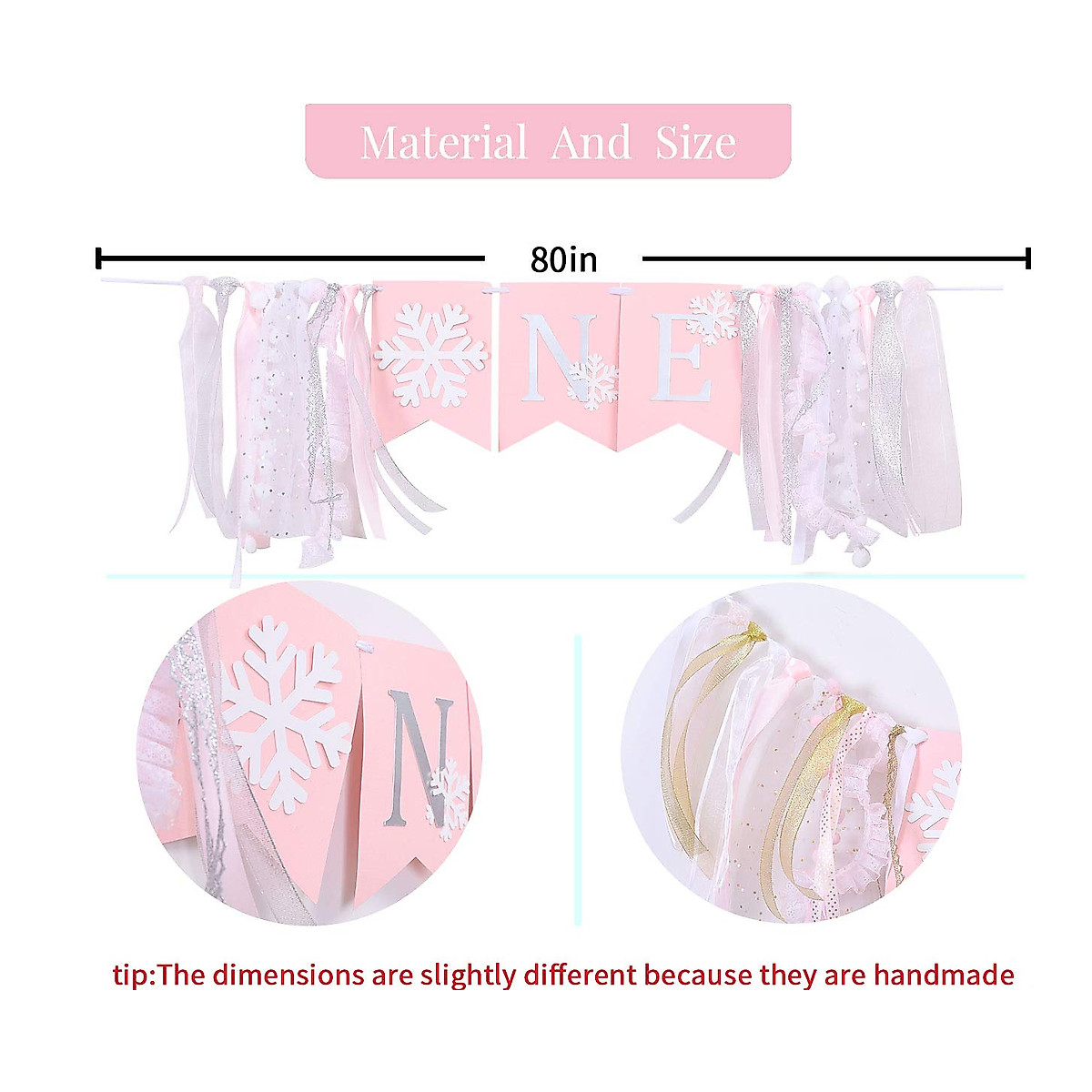 Winter Alderland Snow High Chair Tutu - 1st Birthday high Chair Banner, Smash Cake Photo Props, Winter Wonderland Snowflake Design ONE, 1st Birthday Photo Background. (Snowflake2)