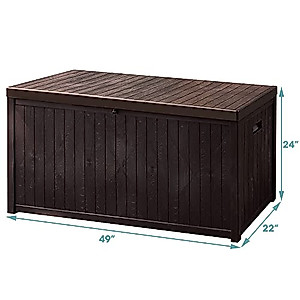 SUNVIVI OUTDOOR Patio Storage Deck Box, 120 Gallon Outdoor Deck Boxes with Handles Water-Resistant Storage Box Container for Outdoor Pillows/Cushions, Garden Tools and Pool Toys