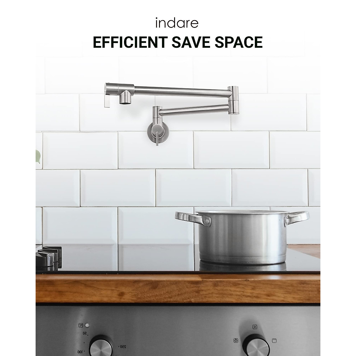 Indare Pot Filler, Pot Filler Faucet Wall Mount, Brass Pot Filler Folding faucets, Kitchen Pot Filler Faucet with Double Joint Swing Arms