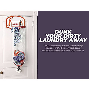 Etna Over the Door Basketball Laundry Hamper -Space Saving Hanging Laundry Hamper with Metal Ring, Backboard, Drawstring Bag-Fun Laundry Hamper to use in Kids Room, Dorm Rooms, Dunk Away Dirty Laundry