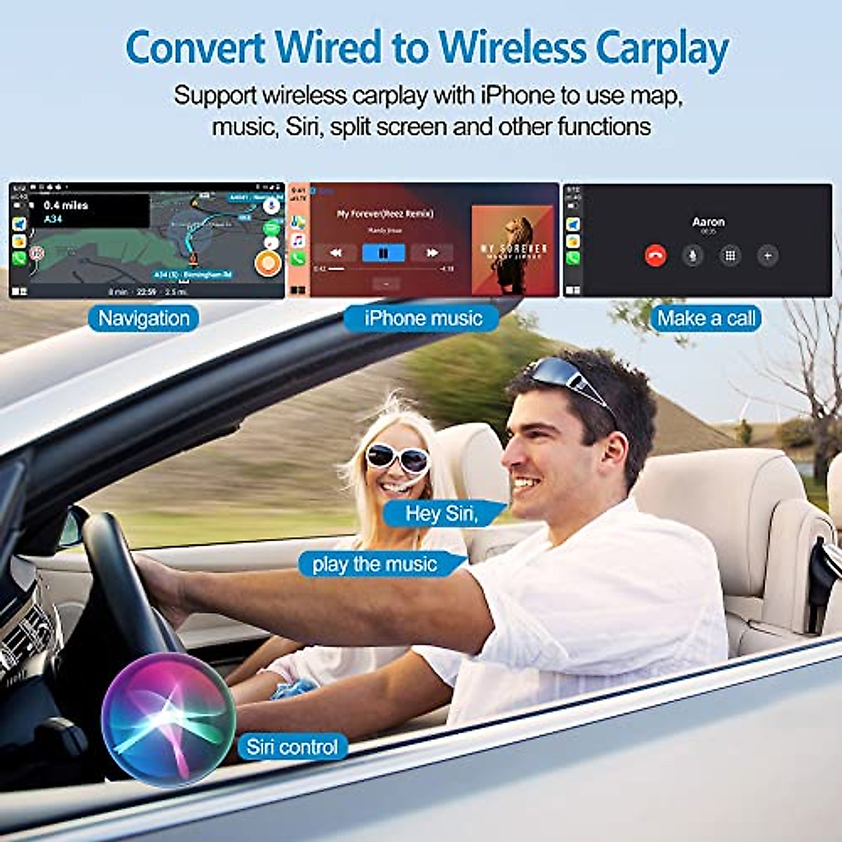 Geohyecc Wireless CarPlay Adapter for iPhone,2023 Newest Apple CarPlay Wireless Dongle for OEM Factory CarPlay Cars,Built-in 5G Chip&5.8 GHZ WiFi Rate,Auto Connect No Delay Online Update,Plug&Play