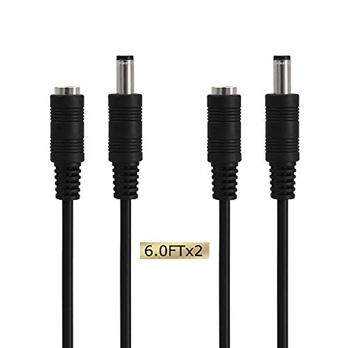 VCE 6FT 2.1mm x 5.5mm DC Power Adapter Extension Cable Male to Female dc Plug Extension Cord for 12V CCTV Wireless IP Camera, LED, Car（2-Pack）