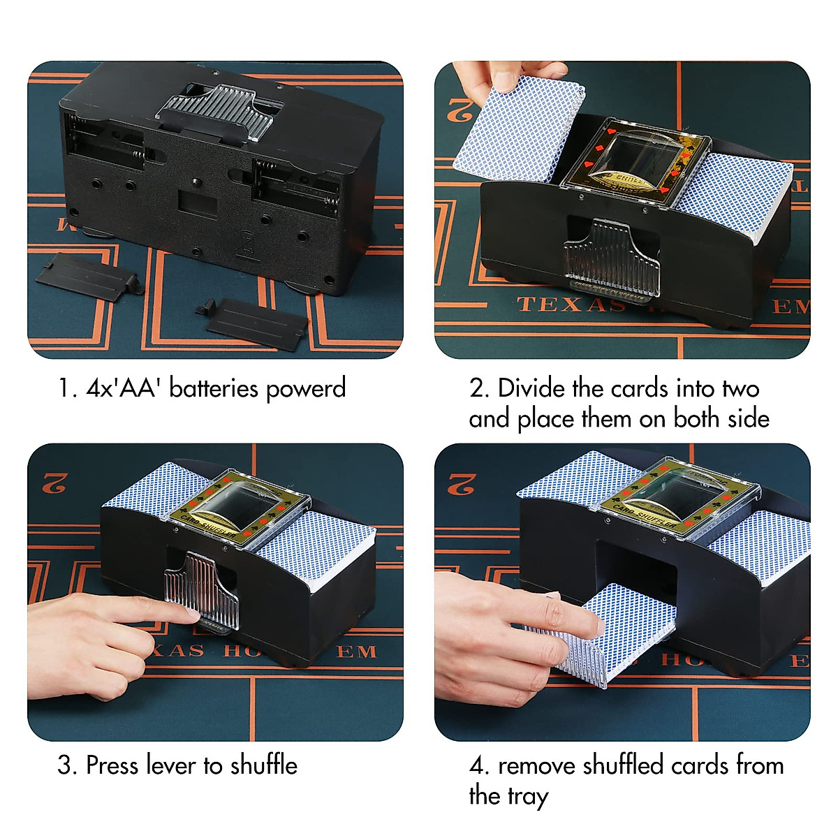 NOLIE Automatic Card Shuffler of Playing Card, UNO, Texas Hold'em, Poker, Home Card Games, Blackjack, Battery Operated Electric Poker Shuffling Machine
