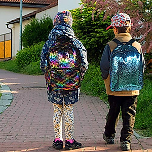 Girls Sequin Backpack Kids Rainbow Reversible Flip Casual Bag Cute School Dance Class Lightweight Satchel for Toddler Teen Women Mermaid