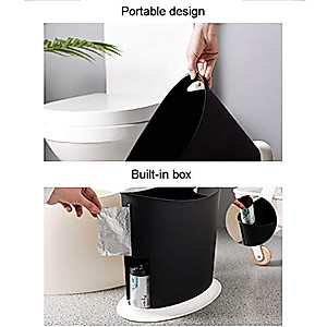 ZHANGJINYISHOP2016 Trash Garbage Can Double-Layer Trash Can, 10L Plastic Fashion Office Waste Paper Basket with Sturdy Plastic Liner, Oval Shape Trash Can Waste Bin (Color : White)