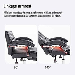 RILOOP Premium Ergonomic Desk Chair and Computer Chair with Reclining Function, Footrest, Arms and Wheels - Ideal for Home Office - Comfortable Multifunctional Office Chair/Black
