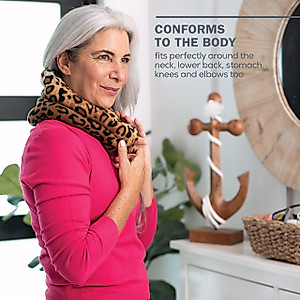 SunnyBay Microwave Heating Pad, Microwavable Cold or Heated Neck and Shoulder Wrap, Moist and Weighted Hands-Free Beanbag Pack with Wide Neck Coverage, 2.5 lbs, 26 Inches Long-Length, Leopard