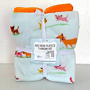Momma Cats & Kittens Anti-Pill No-Sew Throw Fleece Fabric Kit (50x60)