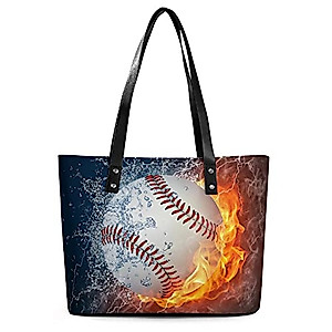 Womens Handbag Baseball Ball Leather Tote Bag Top Handle Satchel Bags For Lady