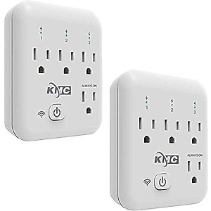 KMC Smart Tap 2-Pack, 4-Outlet Smart Plug WiFi Outlet Wall Tap, Energy Monitoring, Works with Alexa and Google Home, Remote Control Your Devices from Anywhere, No Hub Required, ETL Certified, White