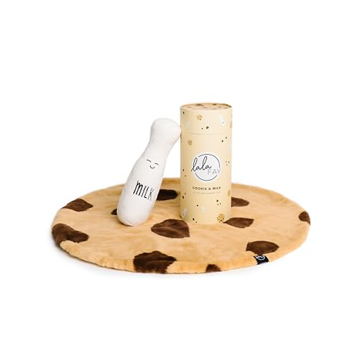 La La Fay Pillow and Blanket Pals Set – Unisex Luxe Minky Faux Fur Cookie Baby Blanket and Ultra-Soft Milk Bottle Pillow with Premium Filling – Essential Newborn and Toddler Gifts