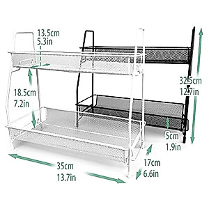 Glynae Kitchen countertop organizer spice rack L35 x W17 x H32.5 cm Bathroom counter organizer storage shelf easy to install and firm - Black