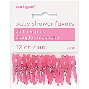Unique Mini Plastic Clothespin Favors, 1.25", Pink