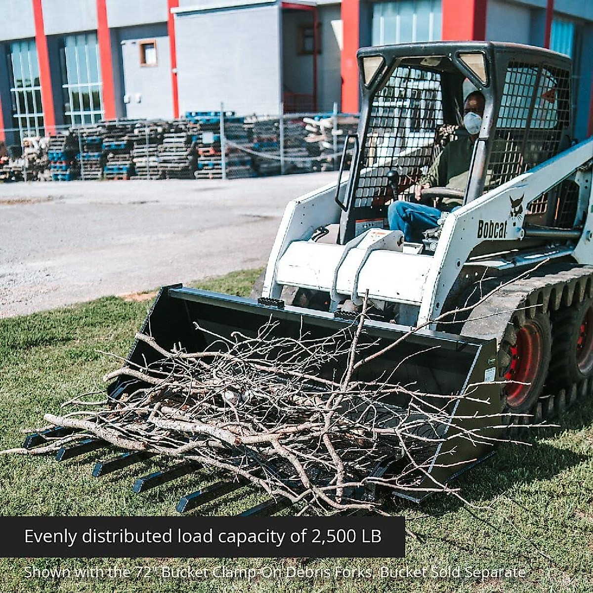 Titan Attachments 21" Fork Length Clamp-On Debris Forks V2, Fits 60" Loader Buckets, Skid Steers, Rated 4,560 LB Capacity