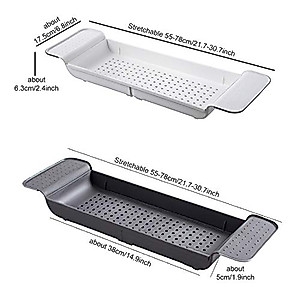 Expandable Bath Shelf Bathtub Caddy Tray Adjustable Plastic Shower Organizer Trays Extending Home Bathroom Sides Bath Tub Caddy Tray Rack Soap Shower Storage Kitchen Wine Tray Holder SPA Ttray (Gray)
