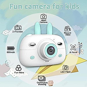 FeiLok Kids Camera for 3-9 Year Old Boys Gilrs, Best Birthday Gifts and Christmas Toys with 2.4" IPS Eye Care Screen 1080p Video Children Digital Camera Capture The Special Moment, 32GB SD Card