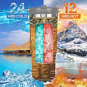 FOCIUZTA 30oz Tumbler with Lid - Insulated Cup - Travel Coffee Mug - Perfect Gift for Easter, Father’s Day, Mother’s Day, Birthdays - Ancient Egyptian-Inspired Design with Gold and Hieroglyphs