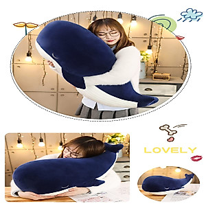 LVPU Down Cotton Soft Simulation Big Blue Whale Dolphin Doll Plush Toy