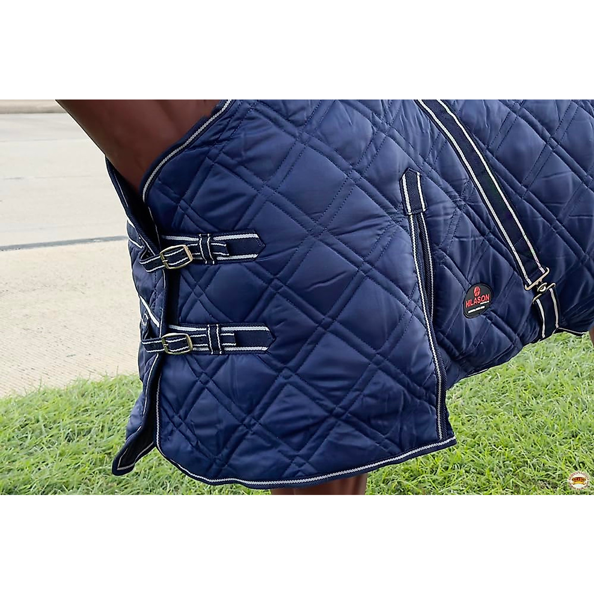 HILASON Western Horse Stable Blanket Quilted | Horse Blanket | Horse Blankets for Winter | Water Resistant Stable Blankets for Horses | Blankets for Horses | Blue | 78 Inches