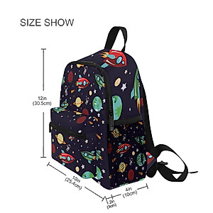 OREZI Outer Space Rocket Planets Star Astronaut Toddler Backpack for Boys Girls,Kid's Backpack Schoolbags for Kindergarten Preschool Toddler Travel Bag Snack Bag With Chest Clip