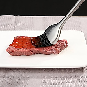 HQY Heavy-Duty BBQ Basting Brush Silicone Bristles with 12 Inch Stainless Steel Handle - Make Grilling Easy - 5 Year Guarantee