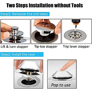 Anlige Bathtub Drain Stopper,Pop Up Tub Stopper Bottom with Drain Hair Catcher,Bathtub Plug and Cover with Strainer,Universal for 1.45 to 1.8in Drain Hole,Replaces Lift & Turn, Tip-Toe or Trip Lever