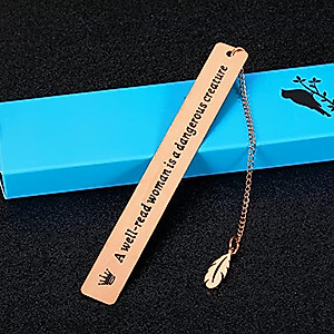 Book Lover Gift for Woman Inspirational Bookmark Graduation Birthday Valentine Gift for Female Friends Nerd Teen Girls Daughter Mom Teacher Christmas Bookmark Gift for Coworker Boss Lady Rose Gold