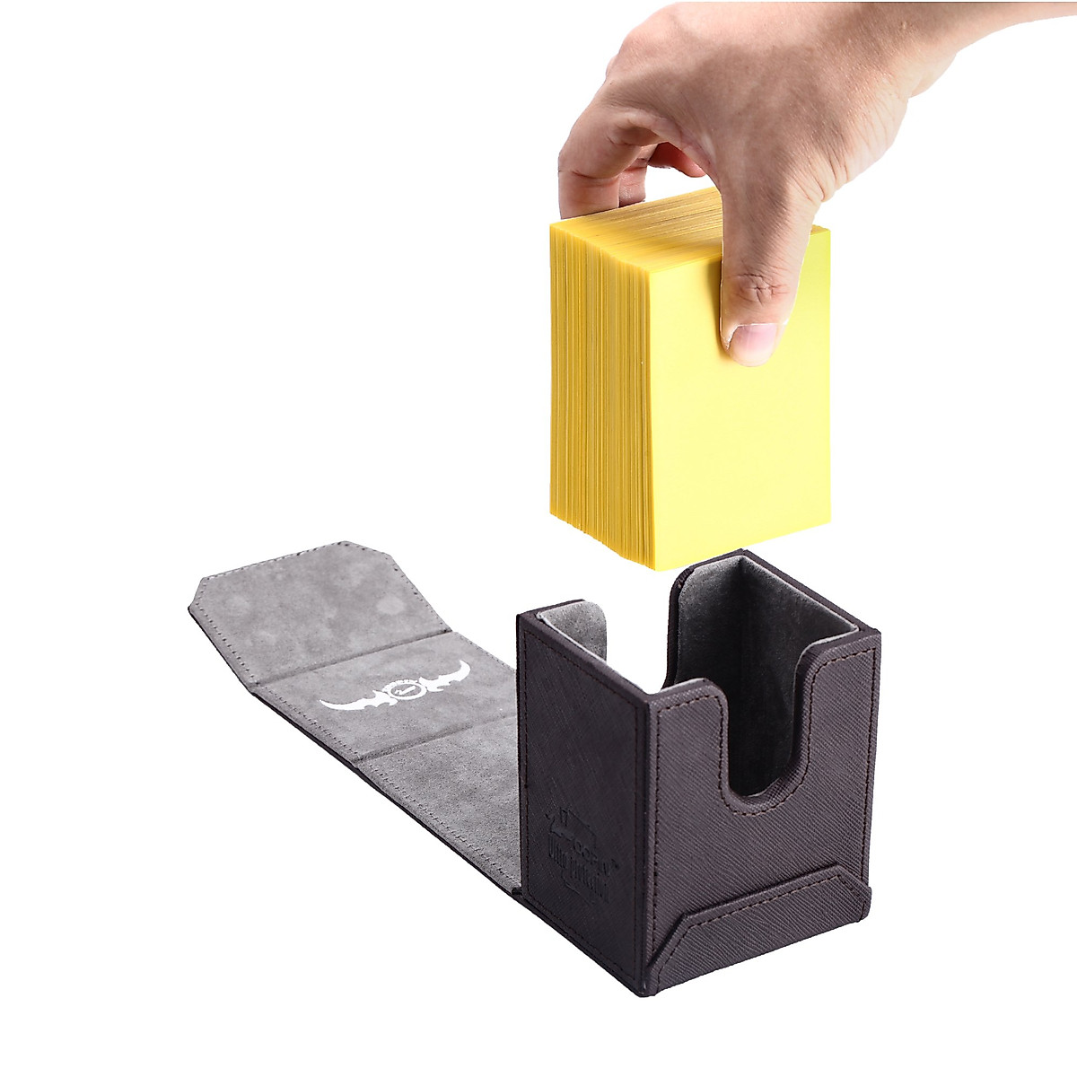 Zoopin Leather Deck Box-Black for Collectible Cards-MTG,Yugioh,Pokeman,TES Legacy,Munchkins CCG Decks and Also Small Tokens or Dice- Hold 80 Sleeved Cards or 150 Naked Cards …