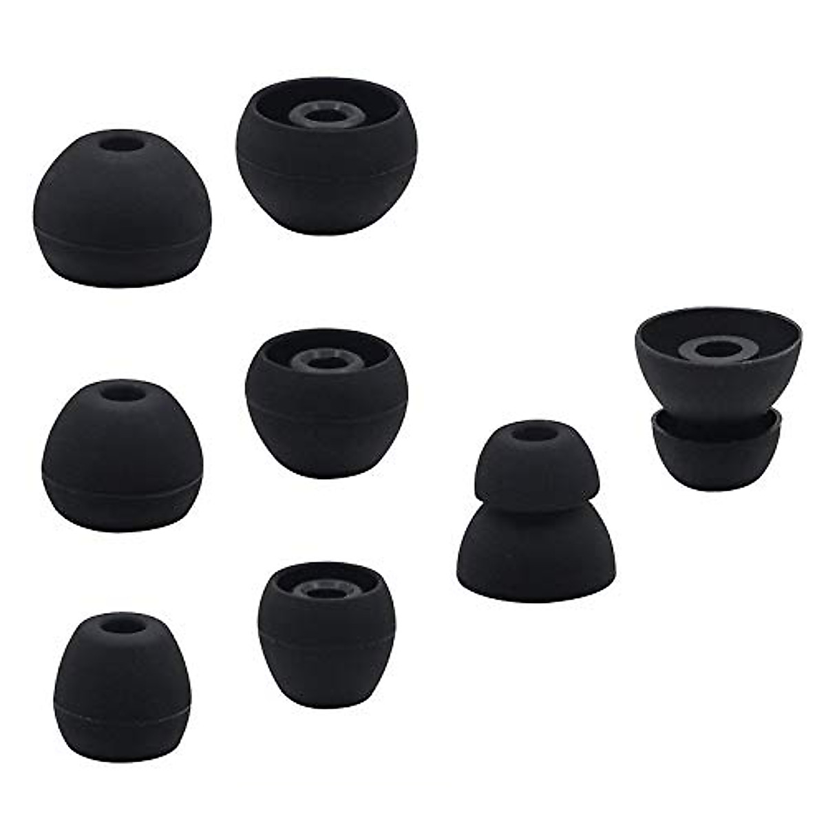 ALXCD Replacement Eartips & Wingtips for BeatsX, S/M/L & Double Flange 4 Pair Eartips & S/L 2 Pair Wingtips, Fit for Beats by Dr. Dre BeatsX Headphone (Black 8+4)