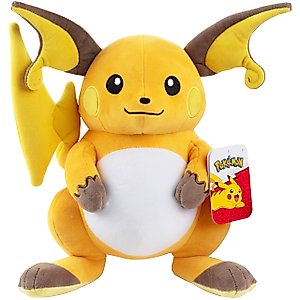 Pokemon 12" Large Raichu Plush - Officially Licensed - Pikachu Evolution Figure - Authentic Soft 12-Inch Stuffed Animal Toy - Valentine's Day & Easter Basket Stuffer Gift for Kids, Boys, Girls - 2+