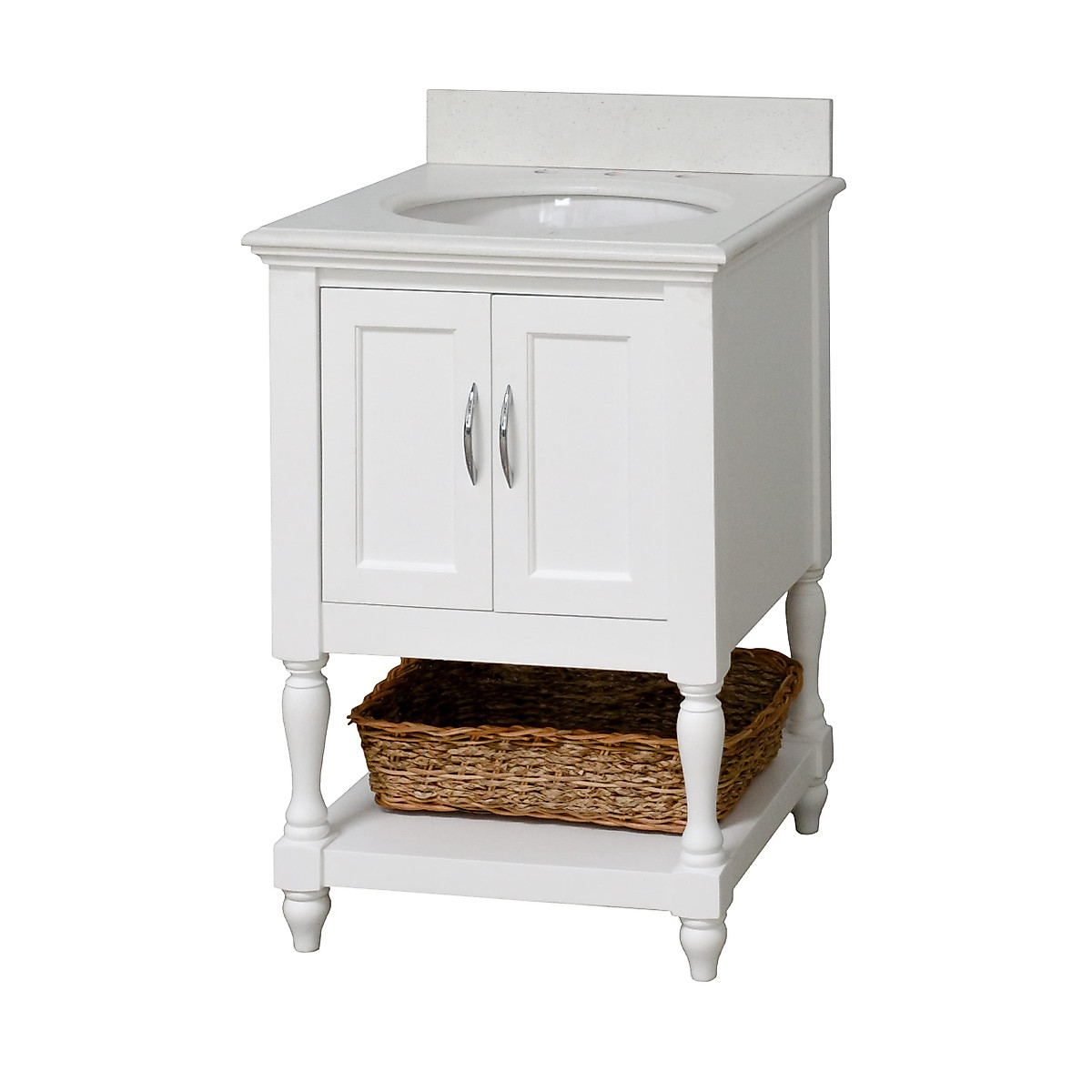 Beverly 24-inch Bathroom Vanity (White/Quartz): Includes White Cabinet with Stunning Quartz Countertop and White Ceramic Sink