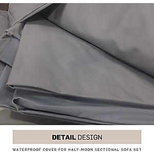 Oakmont Outdoor Furniture Cover, Patio Waterproof Sofa Cover, Half-Moon Shape Sofa Set UV Resistant Table and Chair General Purpose Furniture Cover(Grey)