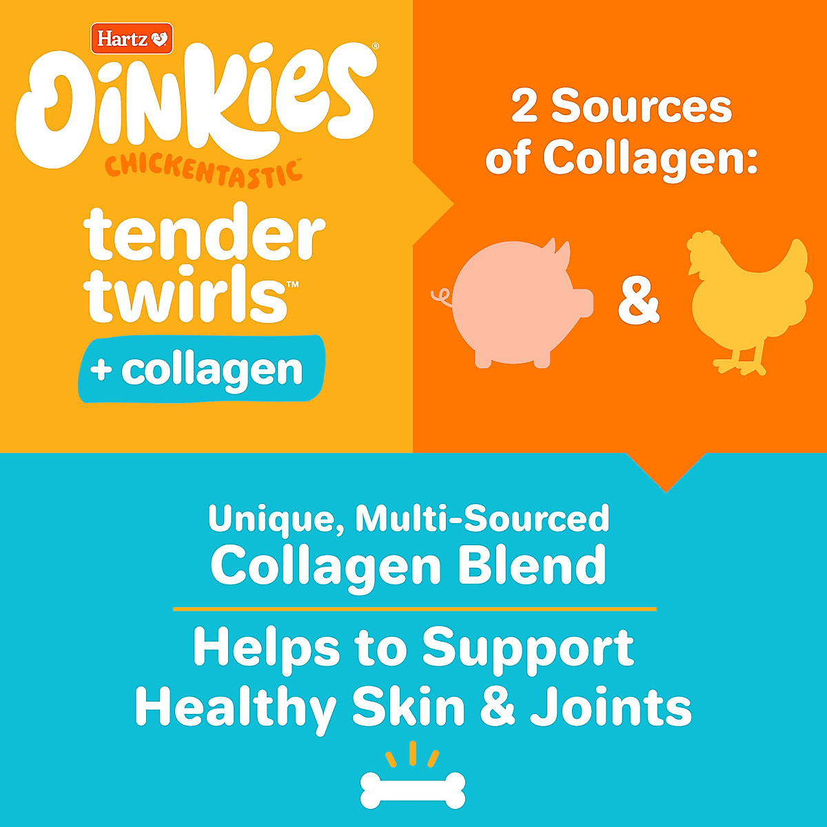 Hartz Oinkies Twirls + Collagen to Support Skin & Joints, Made with Real Chicken Breast, Highly Disgestible Dog Chews, 20 Count