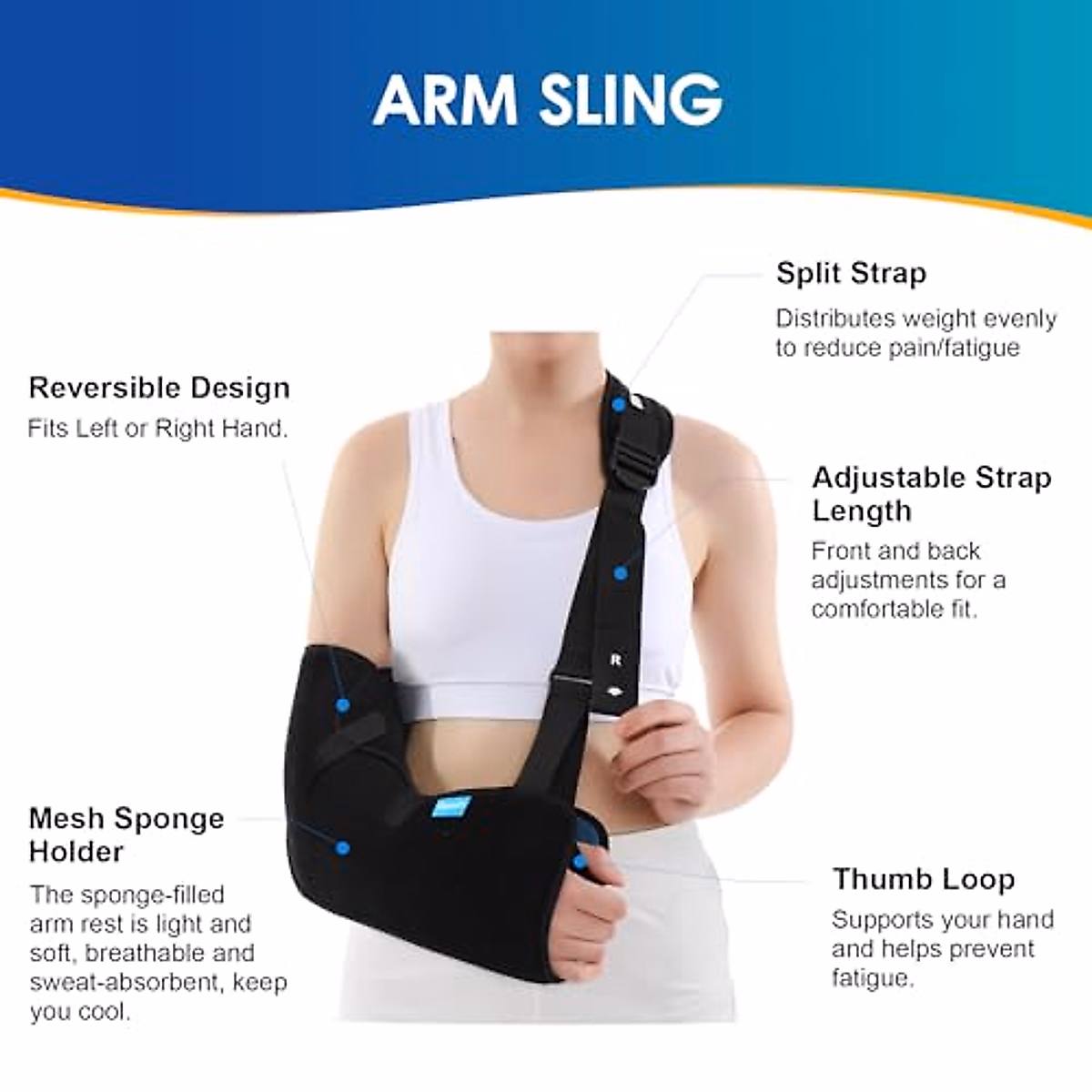 Cozyhealth Arm Sling Shoulder Injury Immobilizer Rotator Cuff Support Brace for Sleeping, Comfortable Medical Sling Arm for Shoulder Injury, Left and Right Arm for Men and Women (Medium)