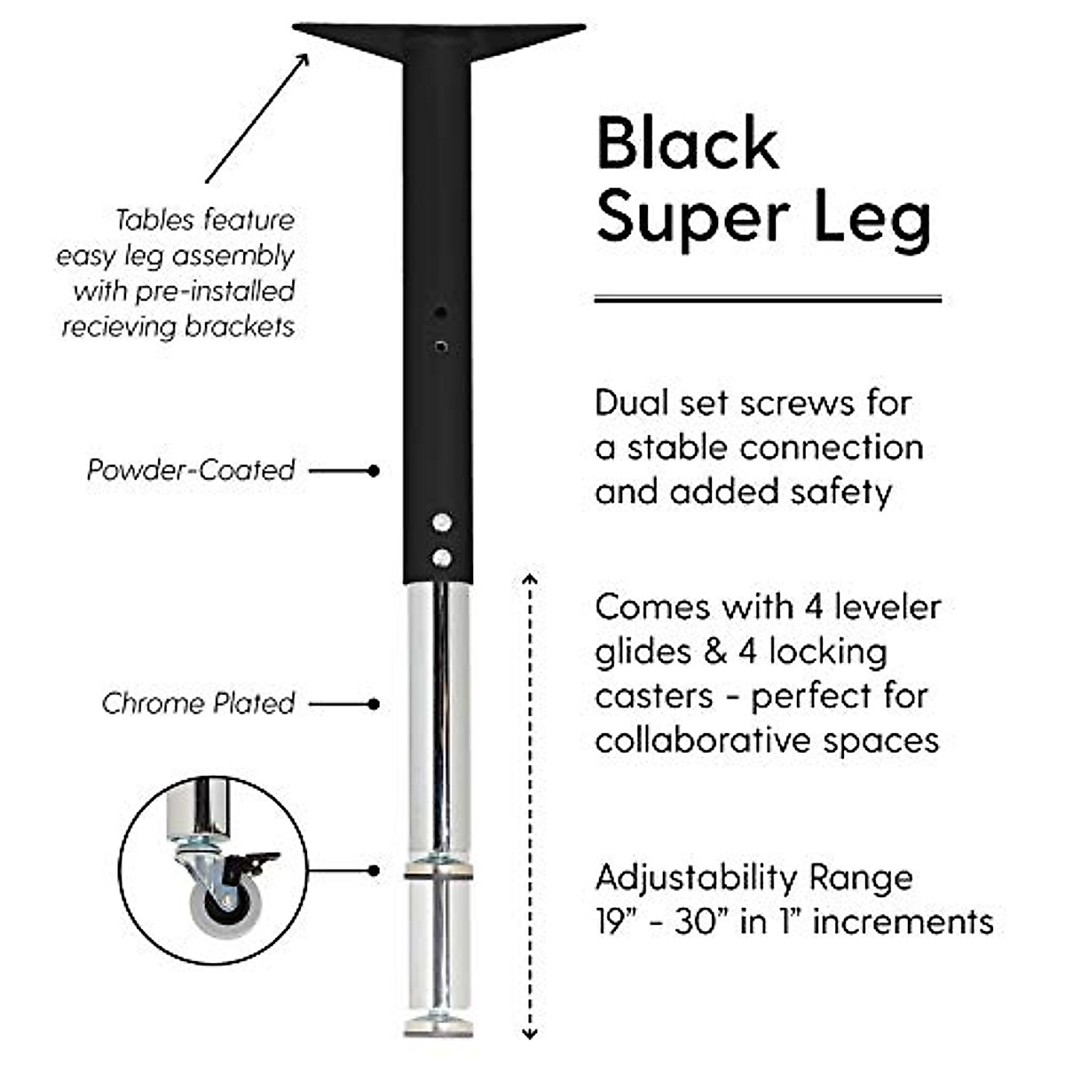 Factory Direct Partners 10091-GYBL Mobile Flower Activity School and Office Table (60"), Super Legs with Glides and Casters, Adjustable Height 19-30" - Gray Top and Black Edge