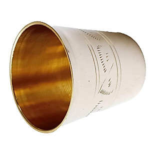 PARIJAT HANDICRAFT Handmade Pure Brass Small Glass Pooja Golden Glass/Tumbler for Serving & Drinking Purpose, Decorative Showpiece 2 Inch