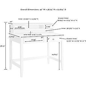 Crosley Furniture Campbell Writing Desk with Hutch - White