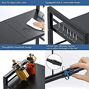 KITCSTI Microwave Oven Rack,Expandable Microwave Shelf for Kitchen Counter,2 Tiers Microwave Stand Countertop Organizer for Kitchen Counter