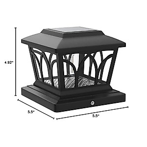 APONUO Solar Post Cap Lights Filament 1000mAh,4x4 Post Solar Lights 2 Brightness Levels 8/16LM Waterproof Solar Fence Post Lights for 4x4,6x6 Posts Caps Wood,4x4 Vinly Post Caps,Black,4 Pack