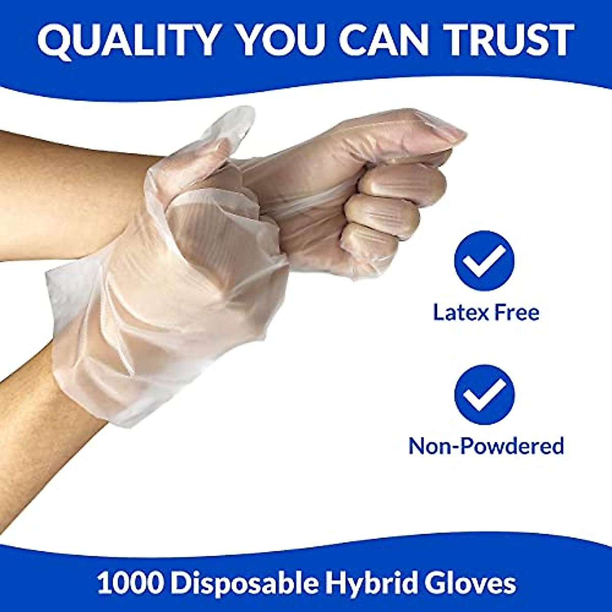 Reli. Disposable Gloves, Medium (1000 Pack Bulk) (S/M/L/XL Available), Hybrid Plastic Gloves Disposable - Latex Free/Powder Free, Clear Disposable Gloves for Hand Protection/Food Handling (Med)