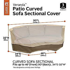 Classic Accessories Veranda Water-Resistant 46 Inch Patio Curved Sofa Sectional Cover, Patio Furniture Covers