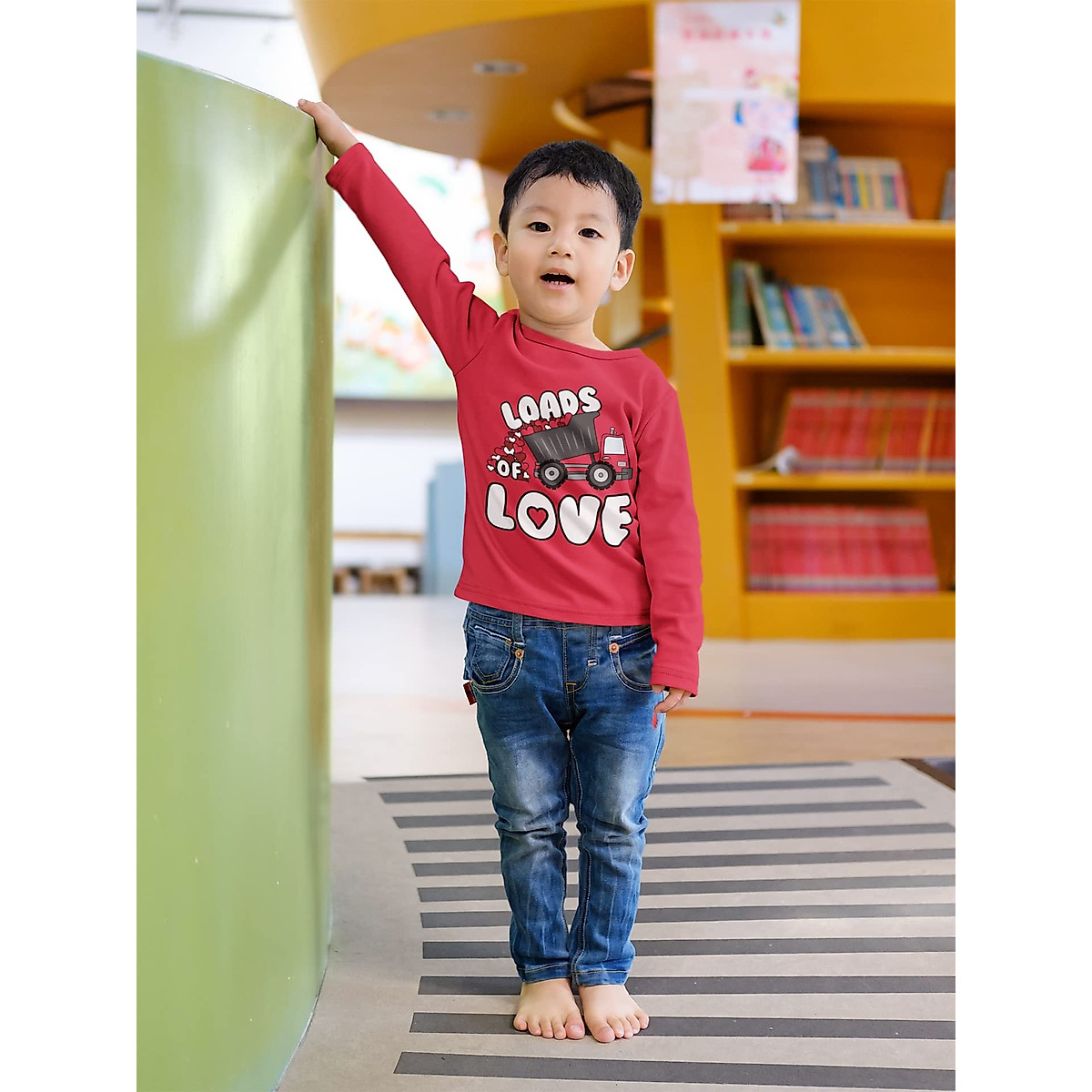 Valentine's Day Truck Loads of Love Toddler Long Sleeve T Shirt Red 2T