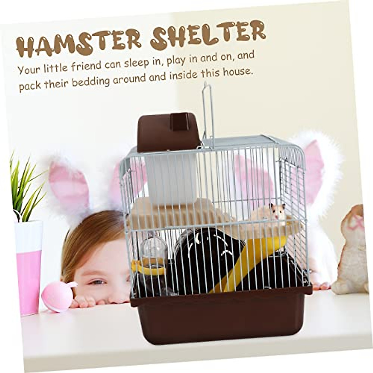 TEHAUX Hamster Cage Gerbils Castle Cage Hamster Auto Waterer Cages and Habitats Chinchilla Cage Accessories Toy Pets Exercise Accessories Hedgehog House Small Animal House Hedgehog Hut