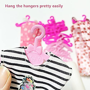 HighFun 50PCS Doll Hangers for Barbie Hangers for Doll Clothes 1 Pink Lovely Box Storage Doll Hangers for 12 inch Dolls