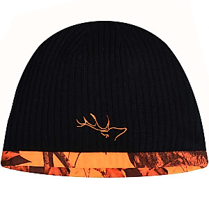 EDTREK Waterproof and Windproof Camo Beanie Hunting Hat - Timber and Blaze Orange Camo Hunter Hat (Medium, Blaze Orange Camo)