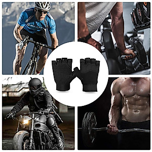 FlORETTO Fingerless Gloves Half Finger Hiking Cycling Driving Motorcycle Climbing Work Gloves Black Large