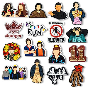 FRUOR Stranger Themed 16pcs PVC Shoe Charms Decoration Pins for Teens Horror Things