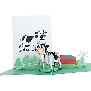 iGifts And Cards Awesome Dairy Cow 3D Pop Up Greeting Card - Retirement Thank You Card, Cute Farm Animal Themed Card, Housewarming Gift, Funny Happy Birthday Mom Card, Friendship Card